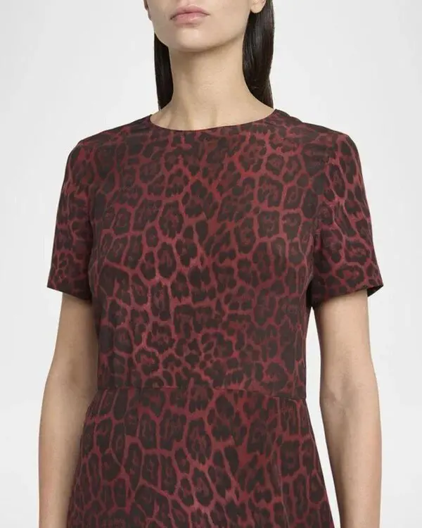 Stella McCartney Leopard Print Flared Hem Dress - Berry