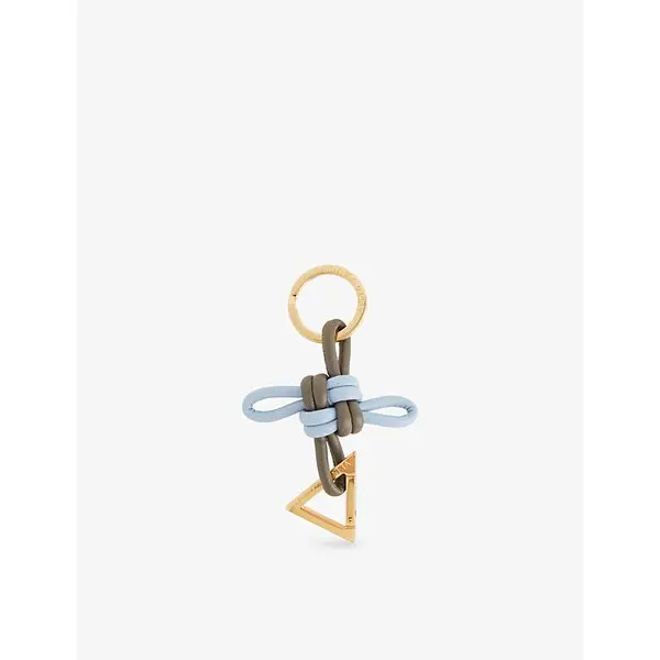 Bottega Veneta Triangle Knot Leather And Metal Keyring - Cypress-ice-gold