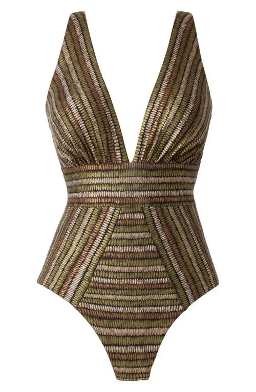 Miraclesuit Sparkle Sands Odyssey Plunge One-piece Swimsuit - Black/ Multi