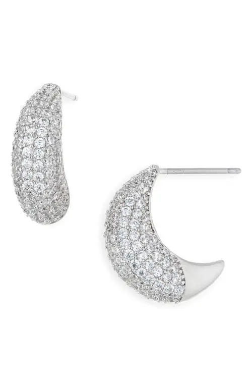 Nadri Alma J Hoop Earrings - Rhodium