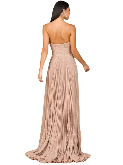 LARA NEW YORK Flowing Pleated Strapless Dress - Chamapgne Rose