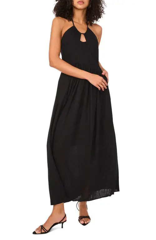 Halogen Keyhole Halter Maxi Dress - Rich Black