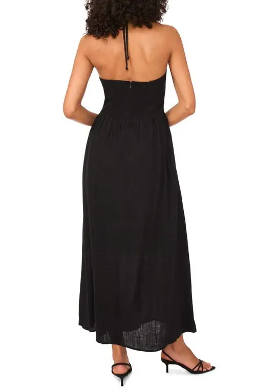 Halogen Keyhole Halter Maxi Dress - Rich Black