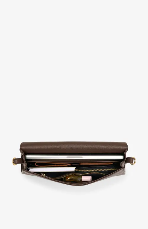 BY BANOO Classic Slim Briefcase - Mocha/gold