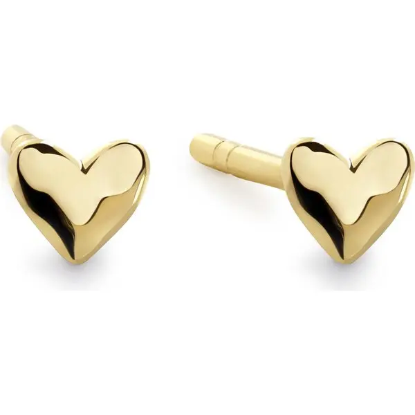 Monica Vinader Mini Heart Stud Earrings - 14k Gold