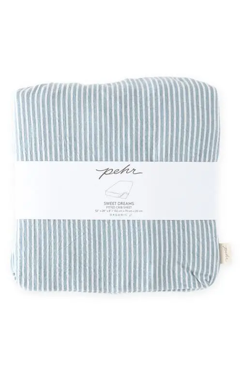 PEHR Organic Cotton Seersucker Crib Sheet - Marine Blue