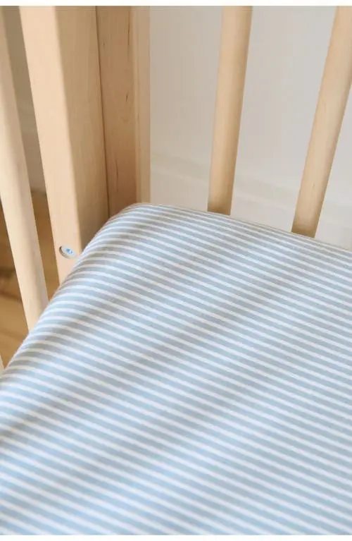 PEHR Organic Cotton Seersucker Crib Sheet - Marine Blue