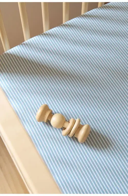 PEHR Organic Cotton Seersucker Crib Sheet - Marine Blue