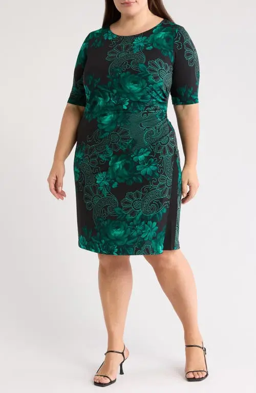 CONNECTED APPAREL Side Shirred Body-con Dress