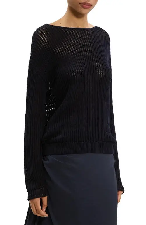 Theory Open Neck Pima Cotton Sweater