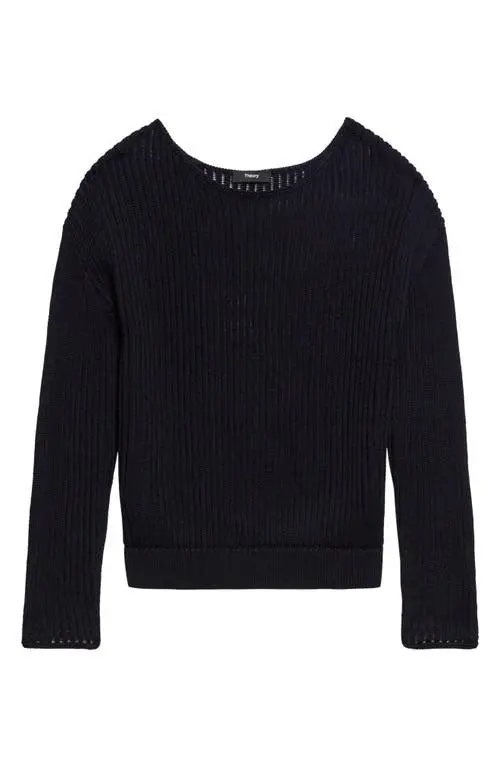 Theory Open Neck Pima Cotton Sweater