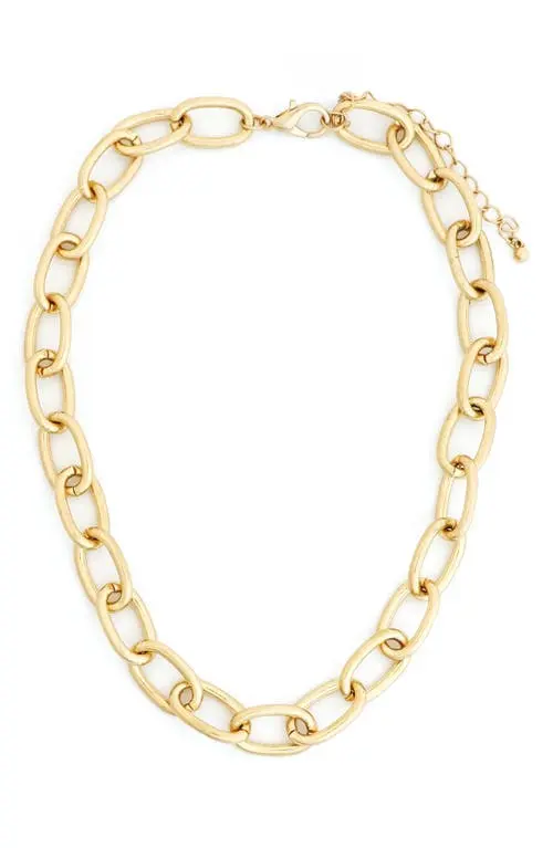 PANACEA Matte Oval Link Chain Necklace - Gold