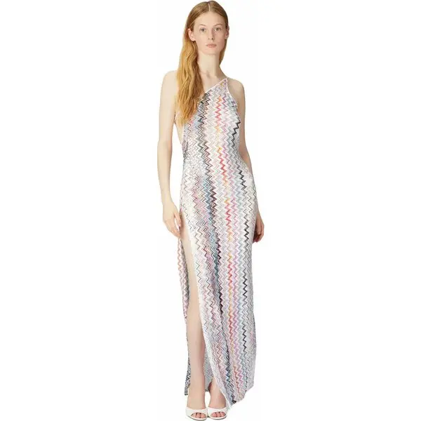 Missoni Long One-shoulder Cover-up With Zig Zag Pattern