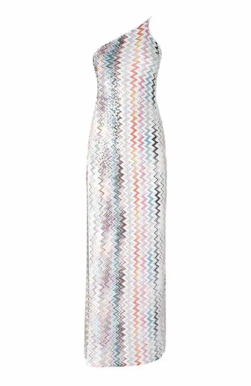 Missoni Long One-shoulder Cover-up With Zig Zag Pattern