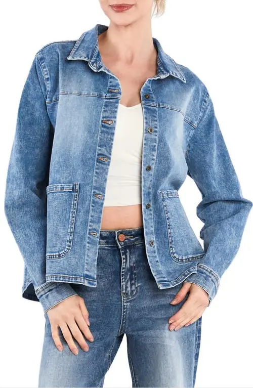 HINT OF BLU Denim Shirt Jacket - Relaxed Denim