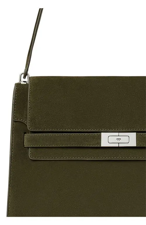 Tory Burch Lee Radziwill Large Suede Shoulder Bag - Dark Leccio