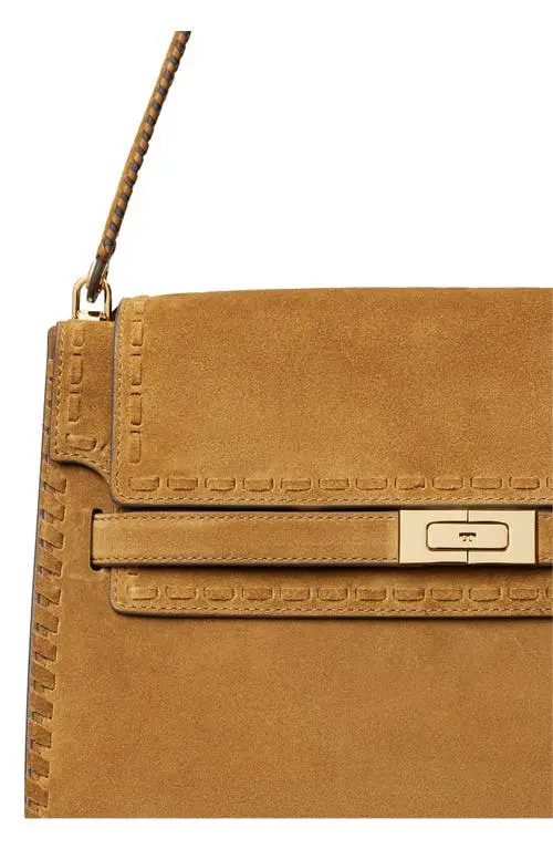 Tory Burch Lee Radziwill Large Suede Shoulder Bag - Wild Tabacco