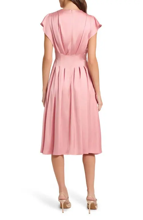 Misook Pleated Charmeuse Fit & Flare Dress