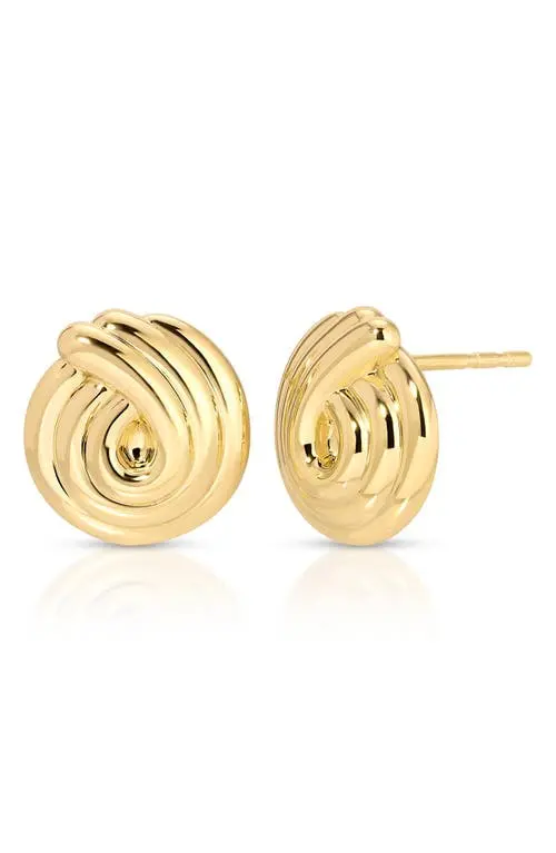 Ef Collection Swirl Stud Earrings - 14k Yellow Gold