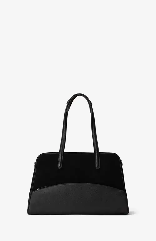 BY BANOO Leather 24 Hour Suitcase - Black/silver