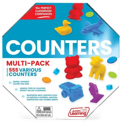 JUNIOR LEARNING Counters Multipack 555 Pieces,various Colorsshapes & Styles