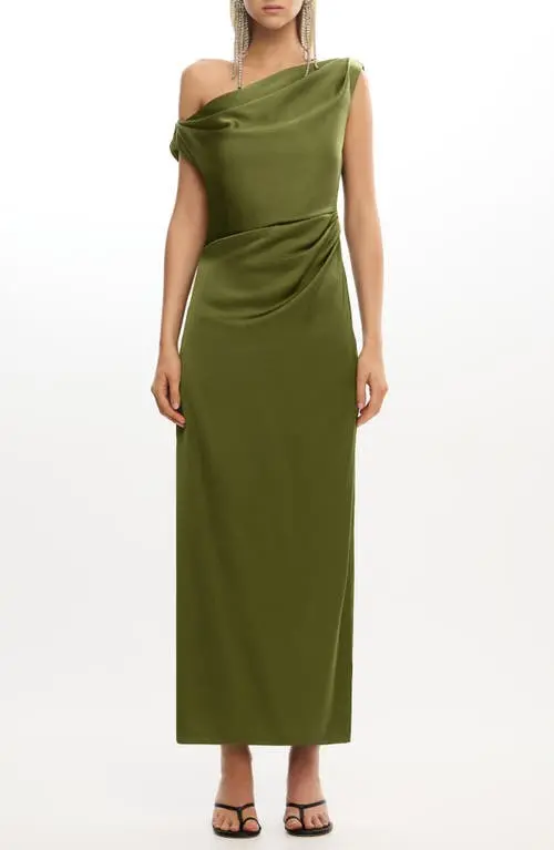 Significant Other Alyssa Pleated One-shoulder Gown - Fern