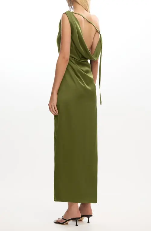 Significant Other Alyssa Pleated One-shoulder Gown - Fern
