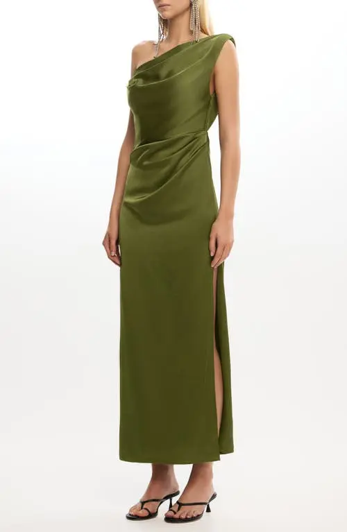 Significant Other Alyssa Pleated One-shoulder Gown - Fern