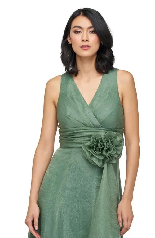 Js Collections Rosette Detail Sleeveless Organza Gown