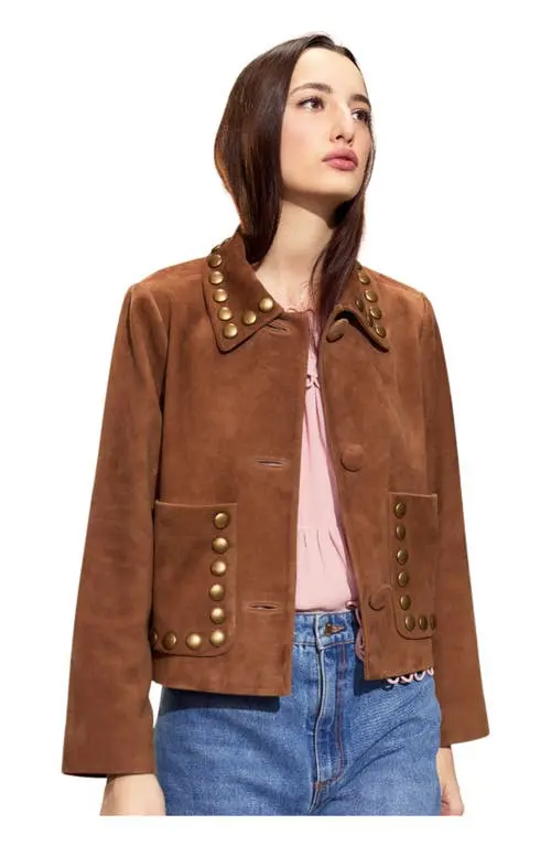 Cynthia Rowley Studded Suede Cropped Jacket