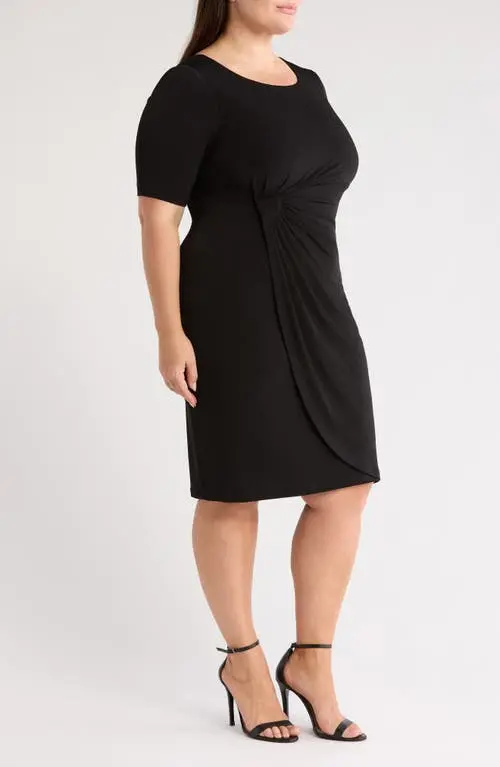 CONNECTED APPAREL Faux Wrap Dress - Black