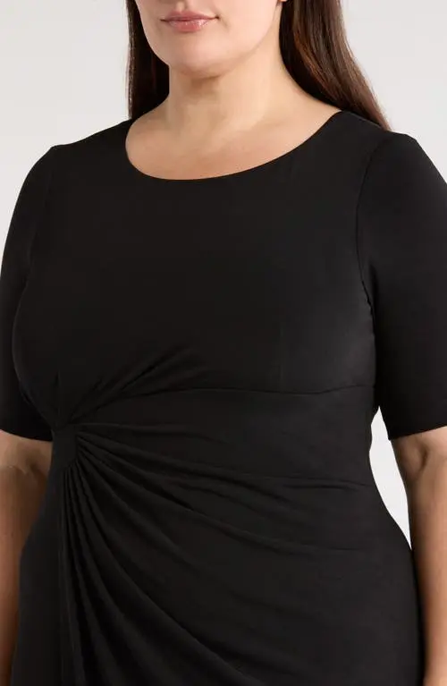 Connected Apparel Faux Wrap Dress - Black | Editorialist