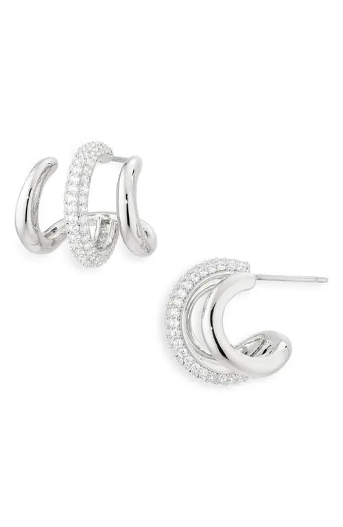 Nadri Alma Illusion Hoop Earrings - Rhodium