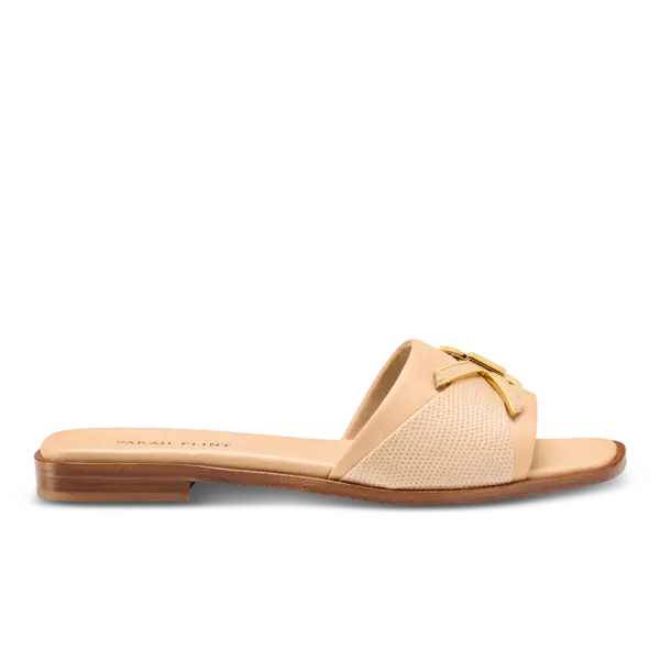 Sarah Flint Mirjana Hardware Sandal - Sand Nappa And Lizard Embossed