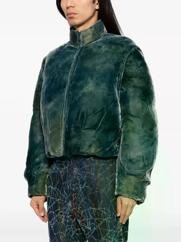 Masu Velvet Puffer Jacket In Green - 40% Off | Editorialist