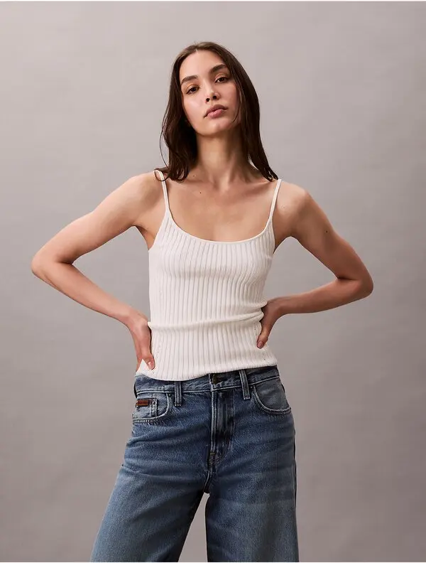 Calvin Klein Liquid Shine Rib Tank Top - Tofu