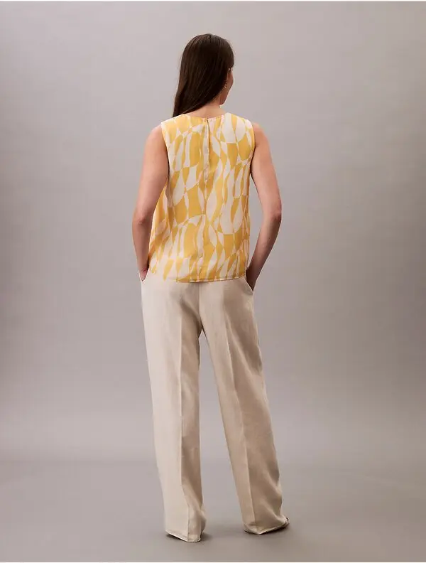 Calvin Klein Printed Chiffon Sleeveless Top