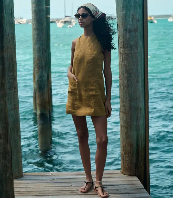 DÔEN Bennette Mini Dress - Golden Olive