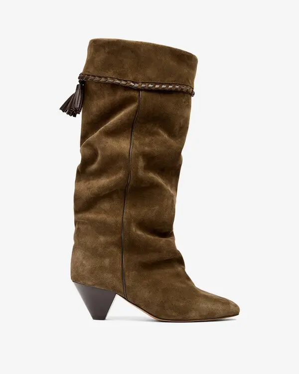 Isabel Marant Elita Draped Suede Boots - Bronze
