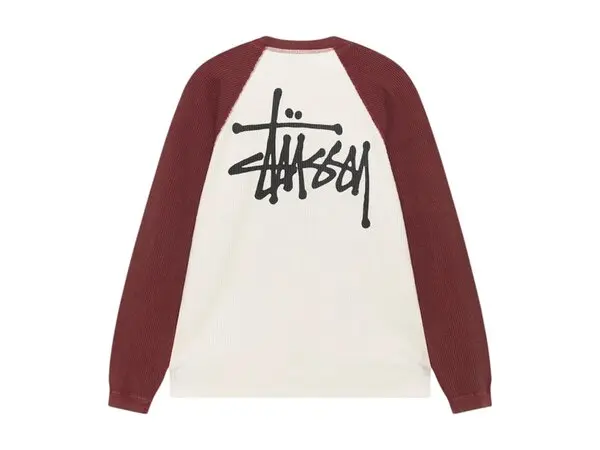 StÜssy Thermal 2 Tone Raglan Shirt - White