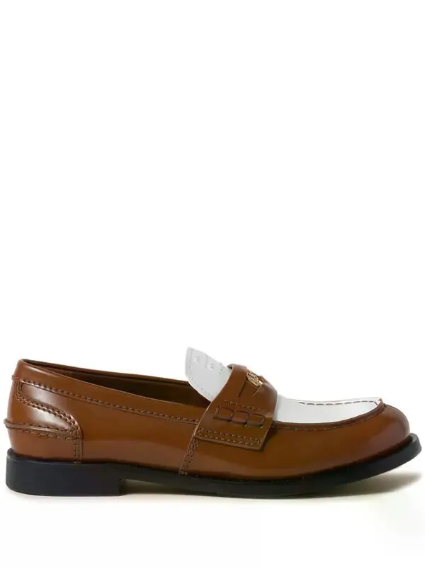 Miu Miu Two-tone Leather Penny Loafers - Brown