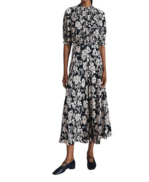 GHOST LONDON Floral Printed Dolly Midi Dress - Black