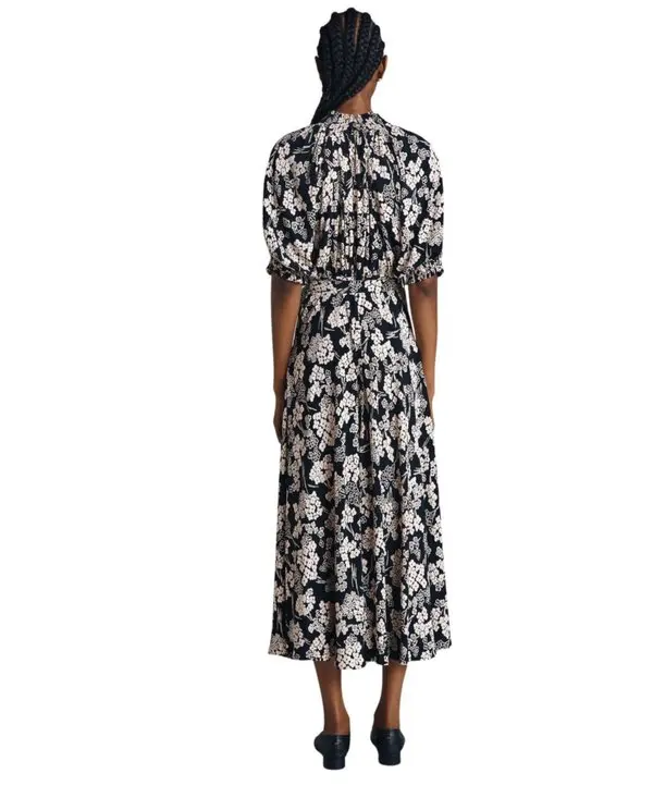 GHOST LONDON Floral Printed Dolly Midi Dress - Black