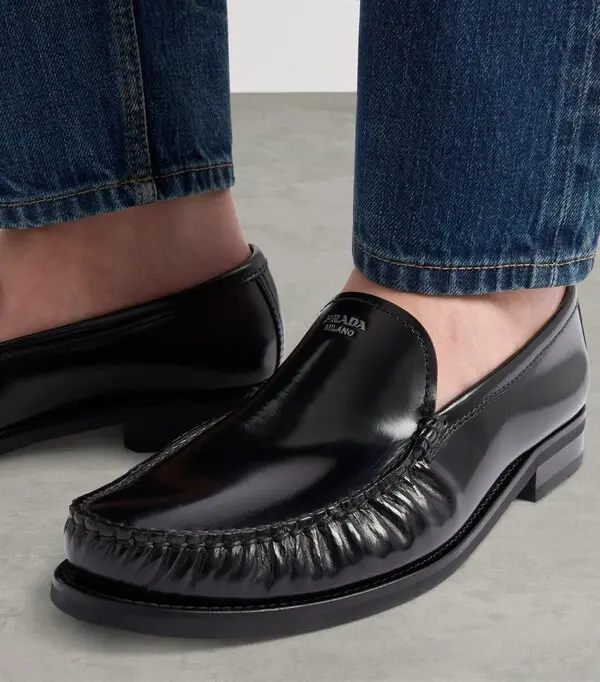 Prada Patent Leather Loafers With Logo