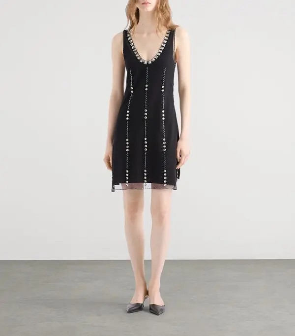 Prada Tulle Embellished Mini Dress
