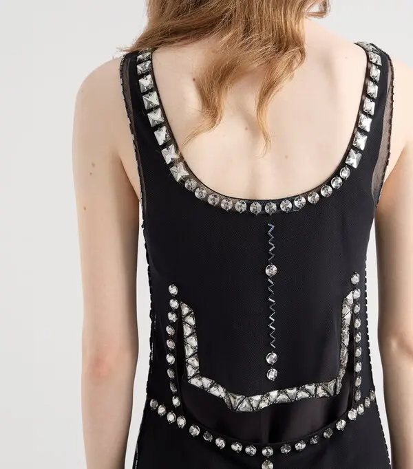 Prada Tulle Embellished Mini Dress