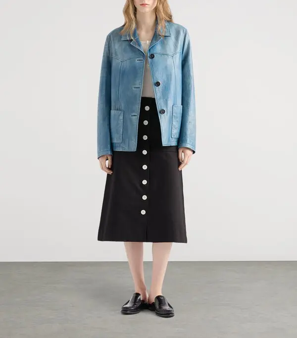 Prada Nappa Leather Jacket - Blue