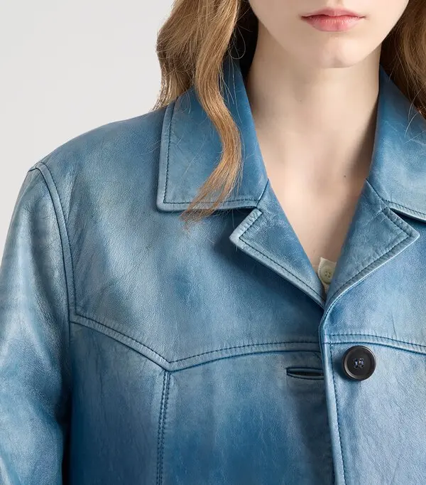 Prada Nappa Leather Jacket - Blue
