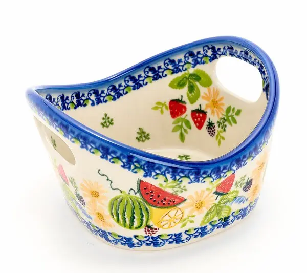 LIDIA'S POLISH POTTERY Hand Painted Small Basket - One-color