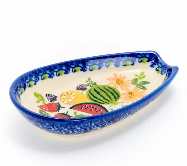 LIDIA'S POLISH POTTERY Hand Painted Spoon Rest